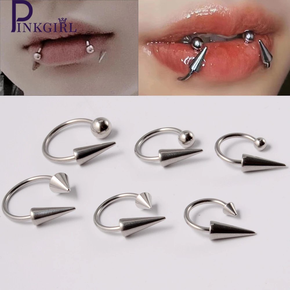 Declaração Labret Eyebrow Tongue Piercing Jewelry Cone Septum Ring Anel ...