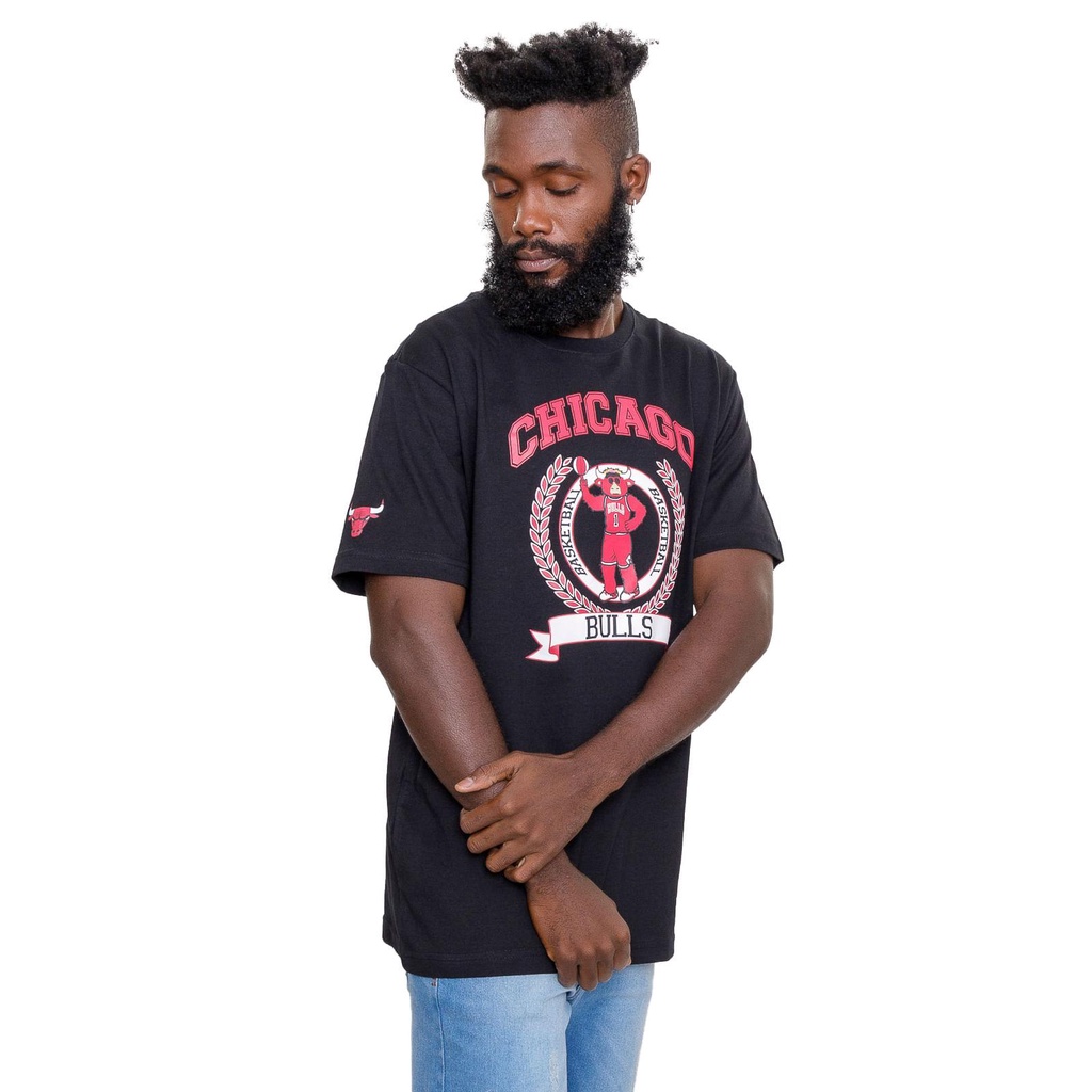 Camiseta NBA Mascot Blazon Chicago Bulls Preta | Shopee Brasil