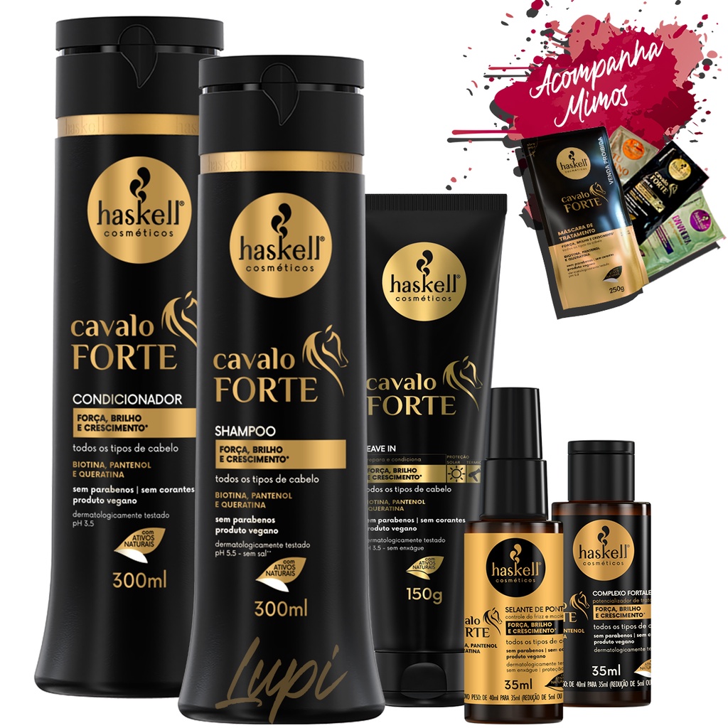 Kit Haskell Cavalo Forte Sh Cond 300ml Leave Selan Complexo | Shopee Brasil