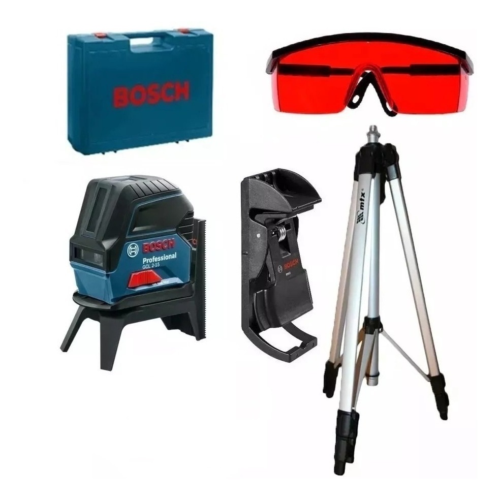Nível Laser Combinado 15m GCL 2-15 Bosch Maleta + Tripé + Óculos | Shopee Brasil