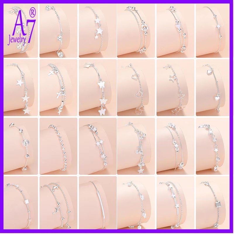A7 | S925 Silver Anklet Moda Feminina Versátil | Shopee Brasil