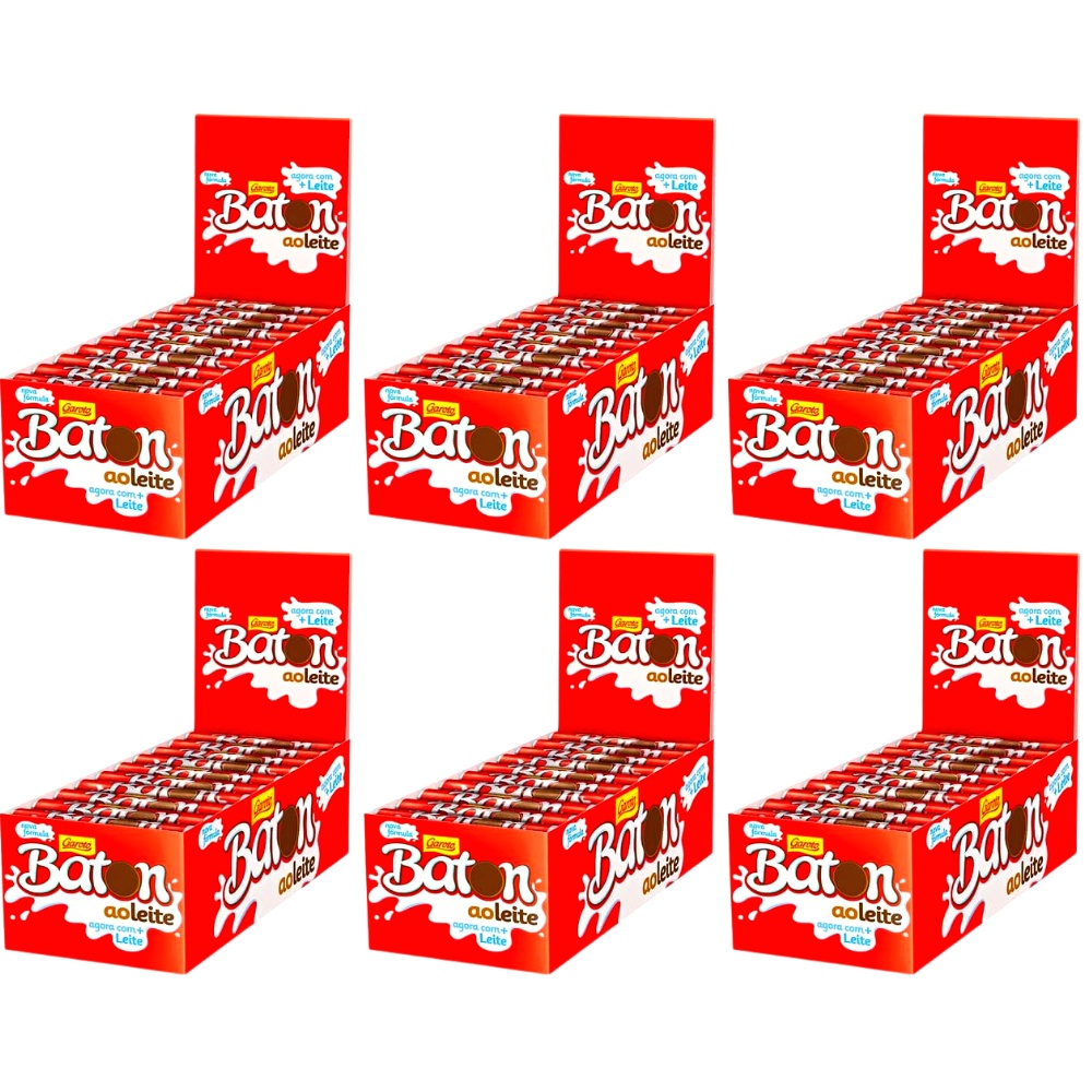 Kit Caixa De Chocolate Baton Ao Leite - 6 cx c/30un cada | Shopee Brasil