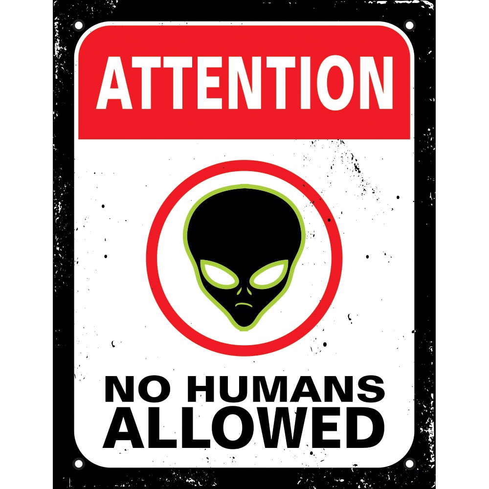 Placa Decorativa Attention No Humans Allowed 18x23cm | Shopee Brasil