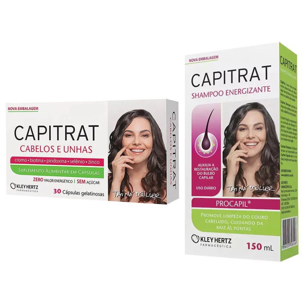 Kit Capitrat Cabelos e Unhas 30 Cápsulas + Shampoo 150ml | Shopee Brasil