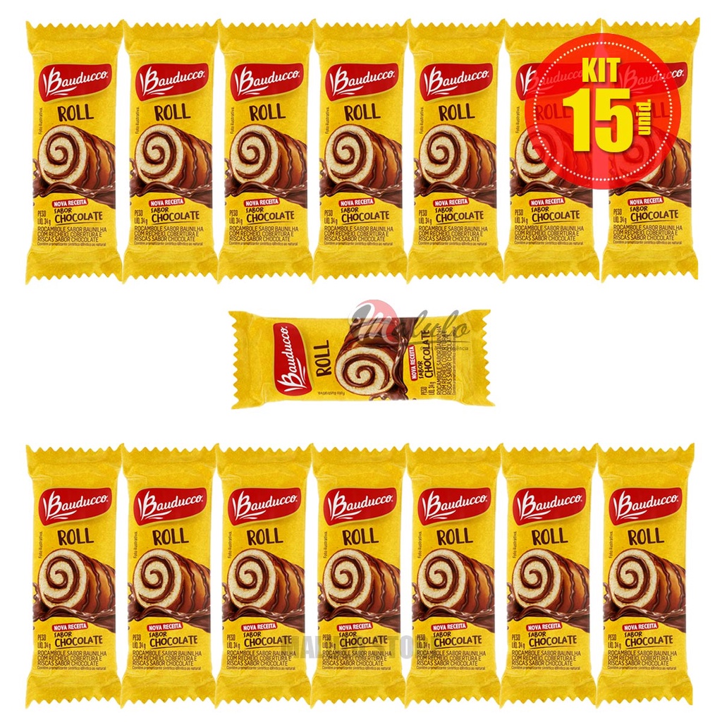 Bolinho Roll Bauducco Recheado Chocolate Caixa 15 Unidades | Shopee Brasil