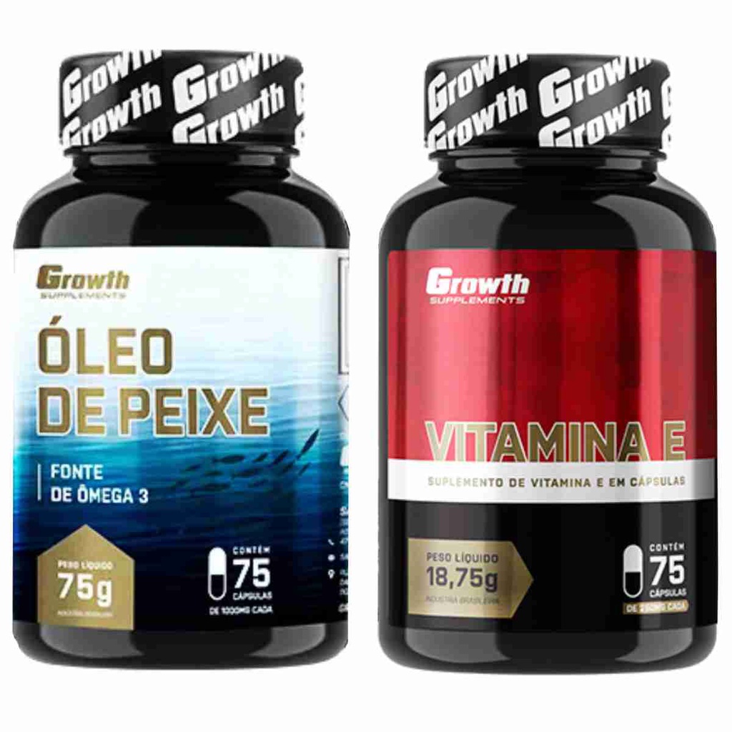 Kit Omega 3 75 Caps + Vitamina E 75 Caps Growth Supplements | Shopee Brasil