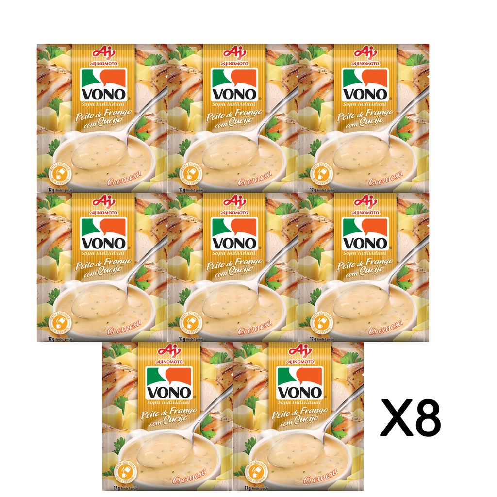 Kit com 8 Sopas Vono Peito De Frango Com Queijo 17g | Shopee Brasil