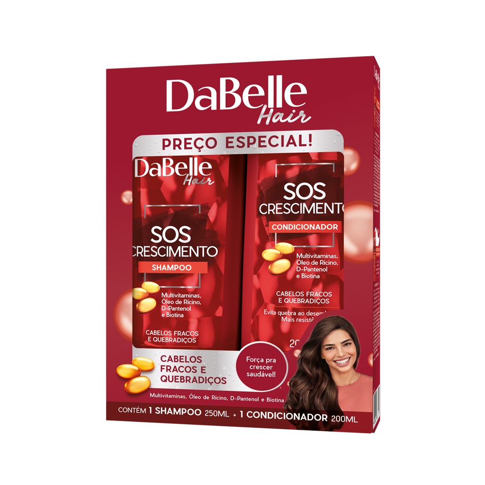 Kit Shampoo e Condicionador SOS Crescimento 425ml - DaBelle | Shopee Brasil