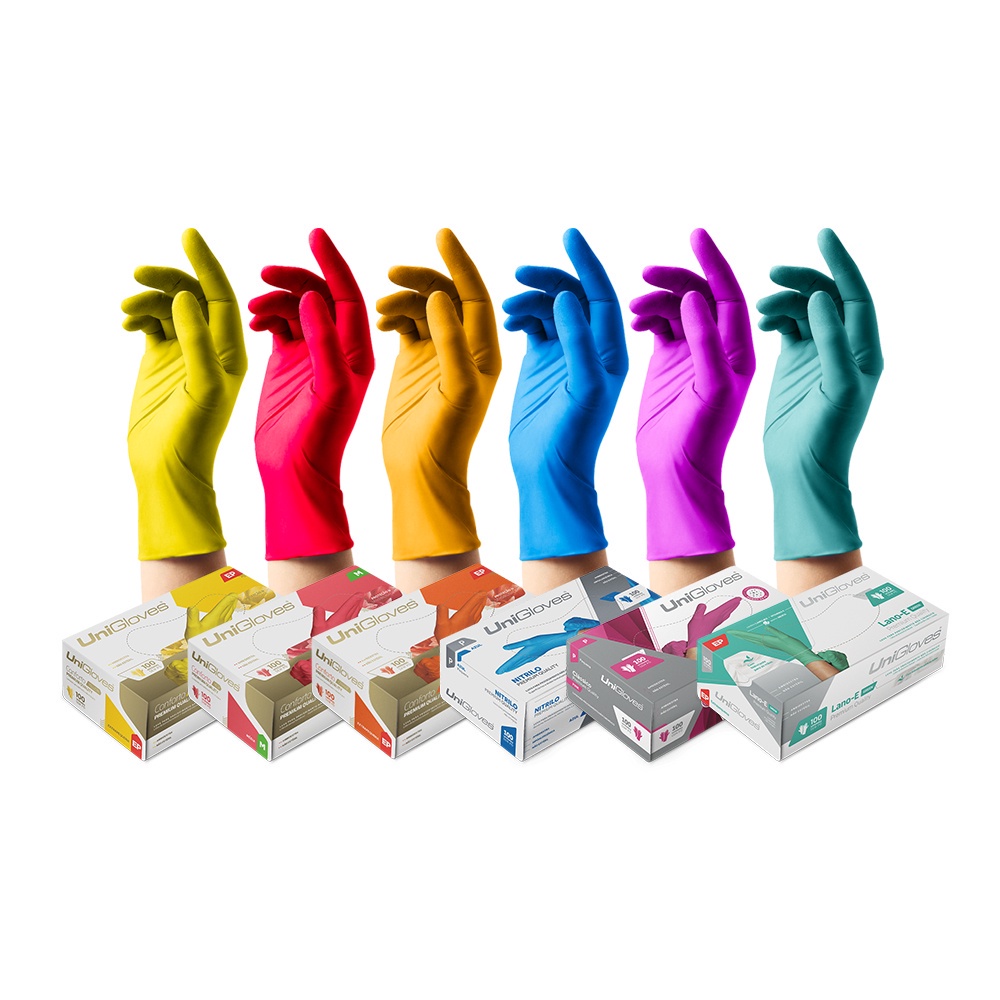 Luva Látex Descartável Unigloves Varias Cores E Tamanhos | Shopee Brasil