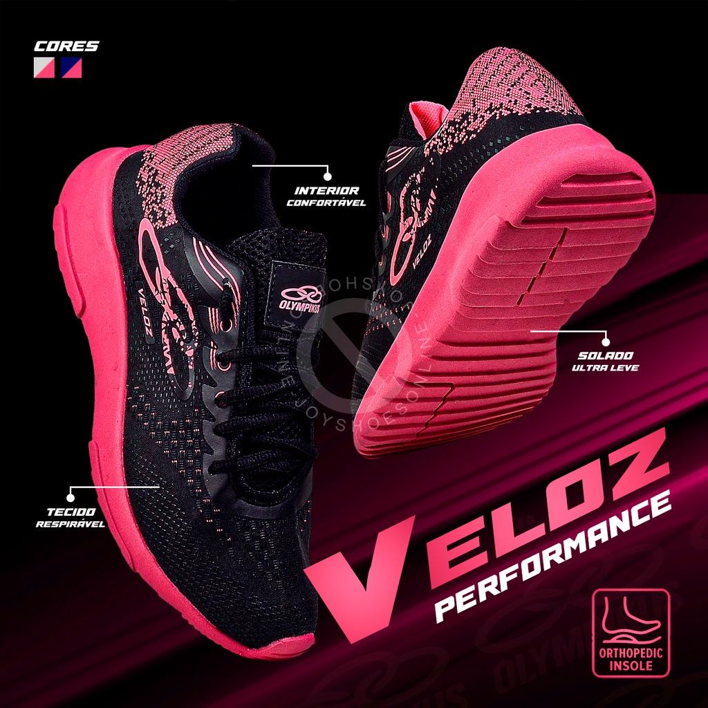 Tênis Feminino Olymp Veloz Esportivo Lançamento Academia Caminhada e ...