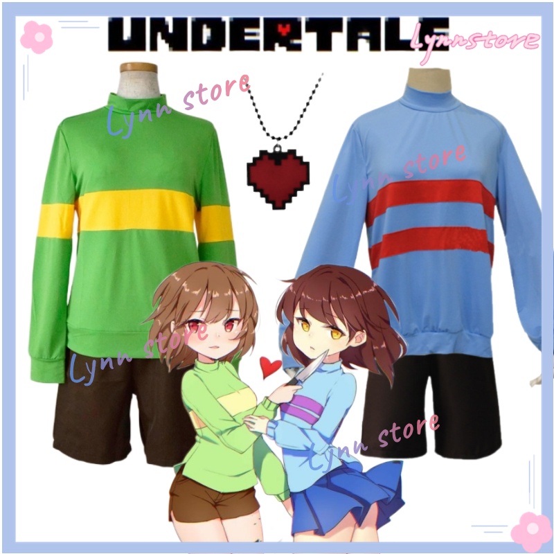 COD Jogo'undertale FRISK CHARA Cosplay Tops Homens/Mulheres Verde Azul ...