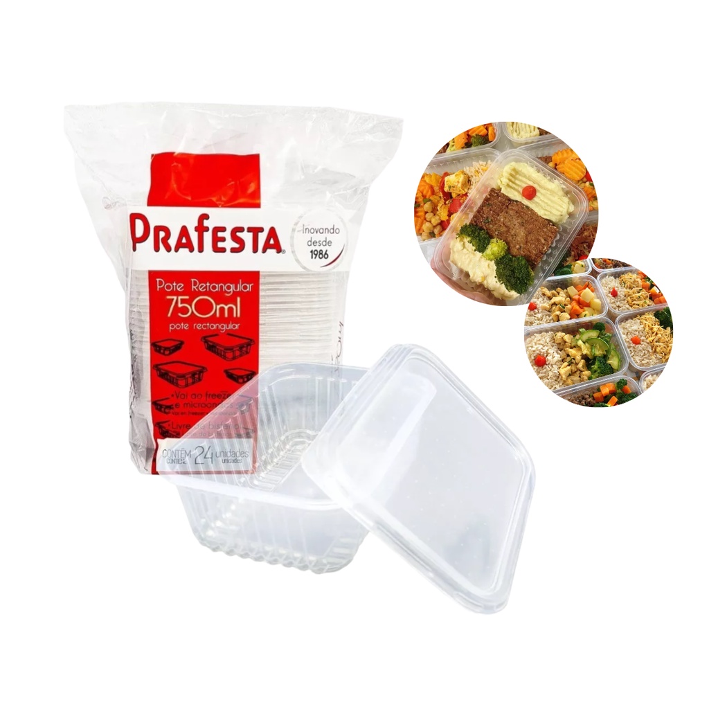 Pote Descartável 750ml Freezer Microonda Marmita Fit 24 Un | Shopee Brasil