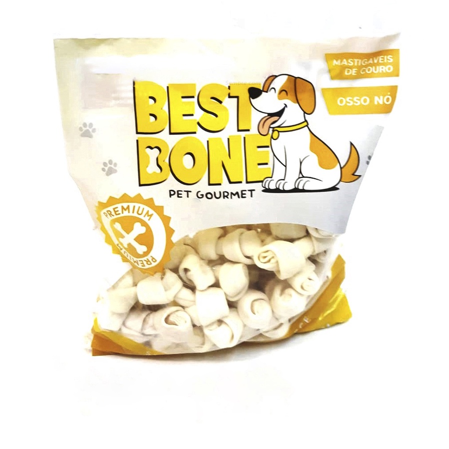 Osso Nó 3/4 De Couro Brinquedo Divertido Para Cães De Todas Raças ...