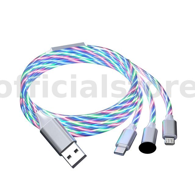 3-in-1 Fast Charging and Data Cable braided LED light-emitting for ...