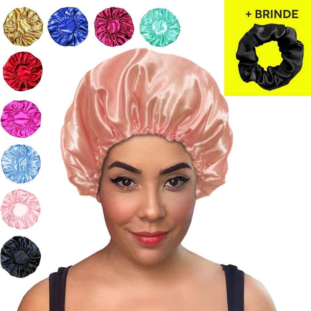 Touca/toca Cetim Anti Frizz Para Dormir Cabelo Cacheado Crespo Ondulado ...