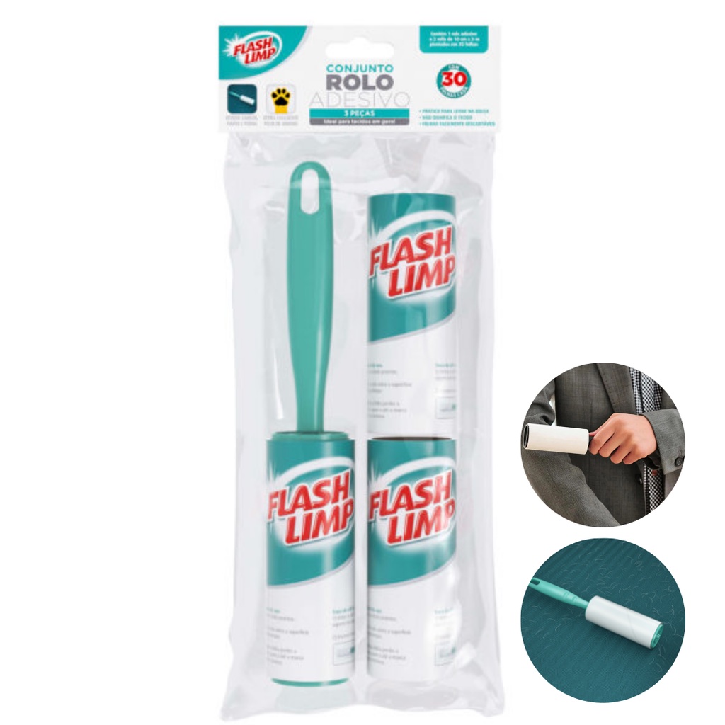 Rolo Adesivo Tira Pelos e Cabelos Roupas Multiuso Descartavel Flash ...