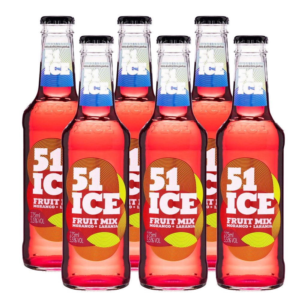 KIT 06 ICE 51 FRUIT MIX MORANGO+LARANJA 275ML | Shopee Brasil