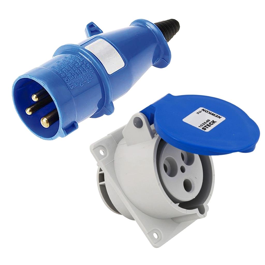 Tomada Embutir 32A N3246 + Plug Macho 2P+T 32A N3276 Steck | Shopee Brasil