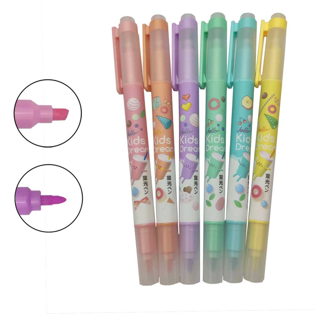 Kit 6 Marca Texto Fofo Pastel Dual Brush Milkshake Kawaii | Shopee Brasil