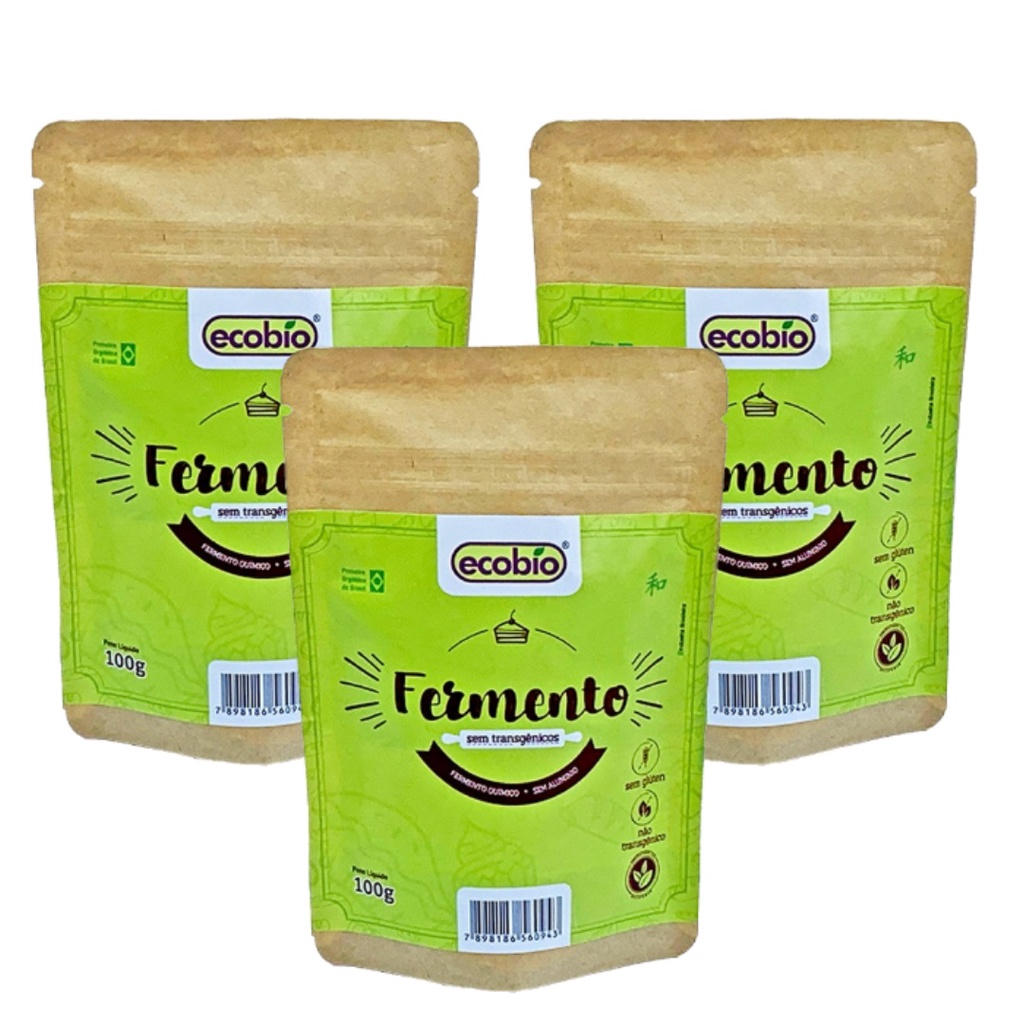 KIT - 3 Fermento Natural Ecobio Não Transgênico E Sem Glúten 100g ...