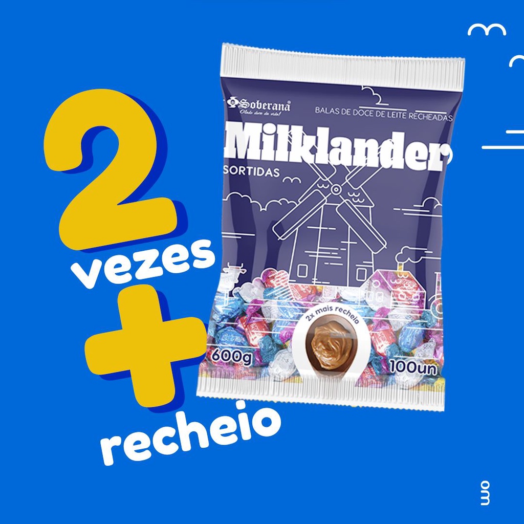 Bala MilkLander Recheada 100un / 600g - Soberna | Shopee Brasil