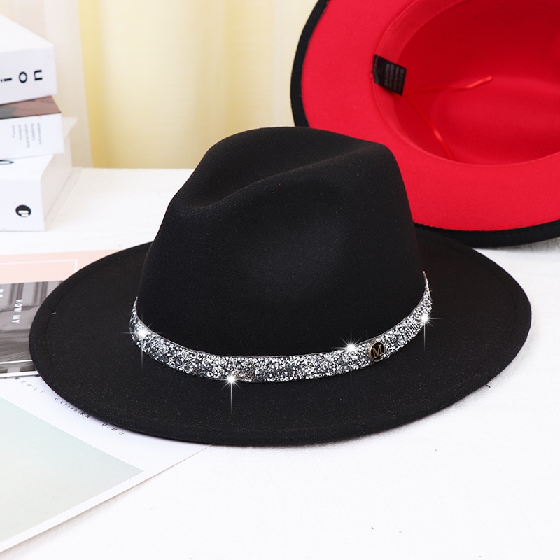 Faixa De Diamante Fedora Para Mulheres Chapéu Jazz Unisex Igreja Bling ...