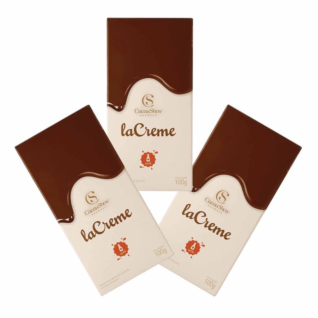 Pack 3 unidades de Tablete De Chocolate Lacreme Ao Leite Cacau Show ...
