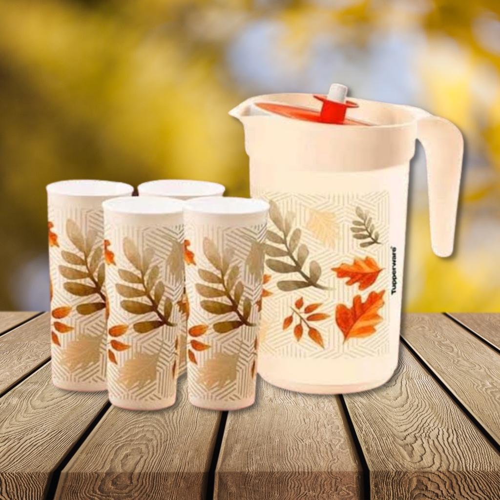 Kit Jarra e Copos Tupperware Folhas Secas Original Novo Jogo Ilúmina ...