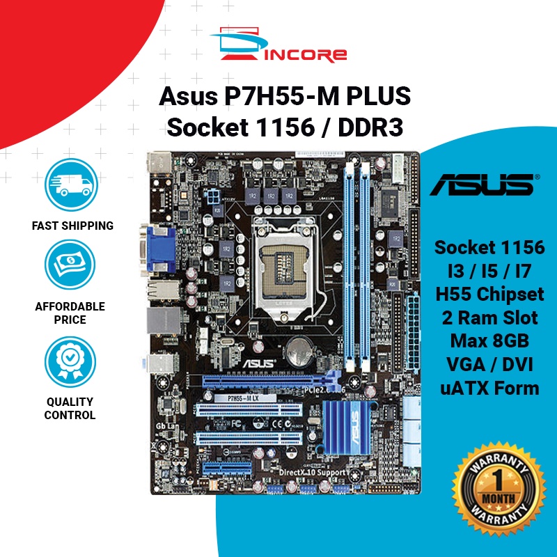 Placa-mãe Asus/gigabyte H55 Intel Socket 1156 DDR3 H55 p7h55 LX VGA DVI ...