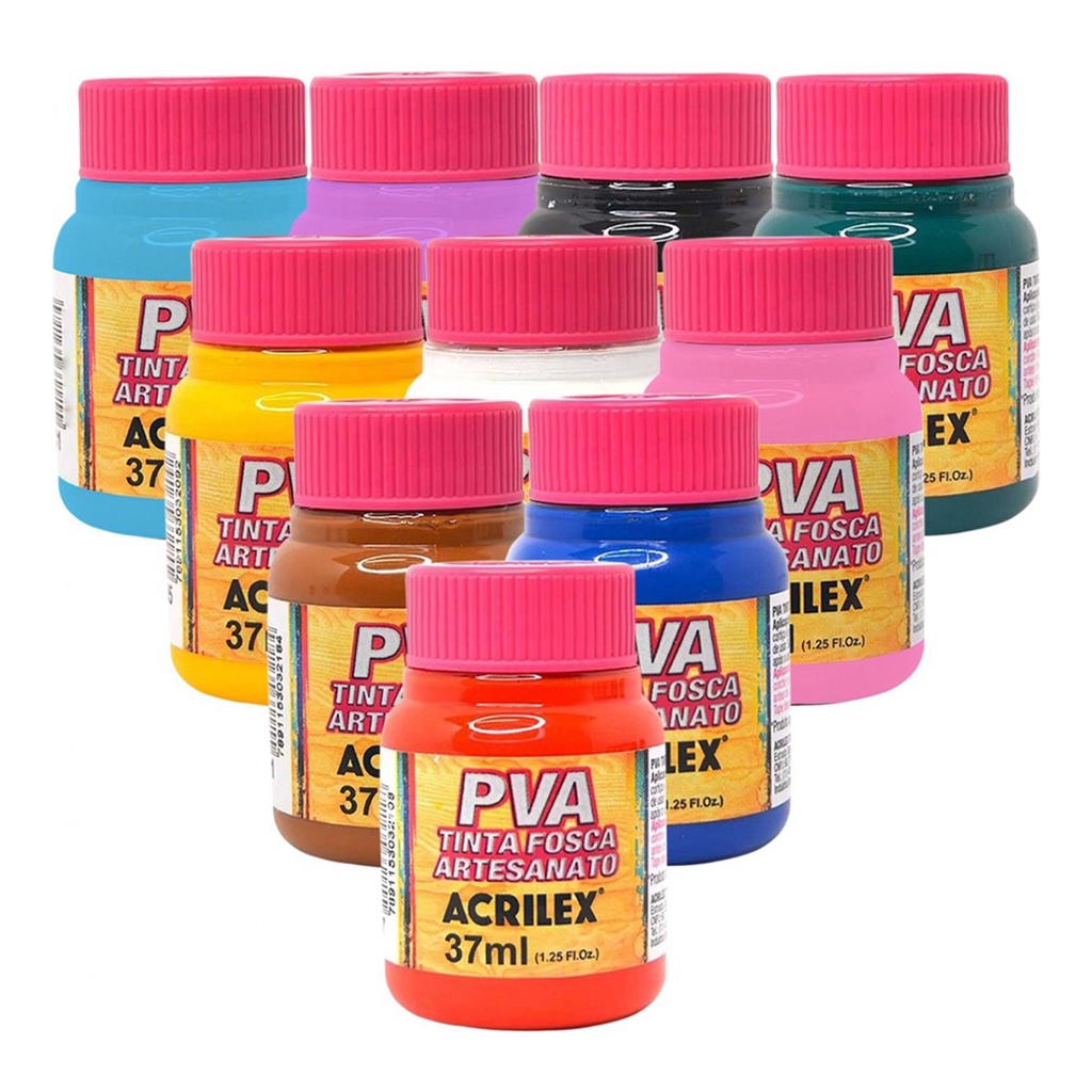 Kit C/ 6 Tintas Para Artesanato Pva Acrilex 37ml cores a escolher ...