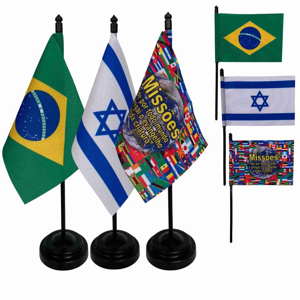 Kit 3 bandeiras de mesa para missoes | Shopee Brasil