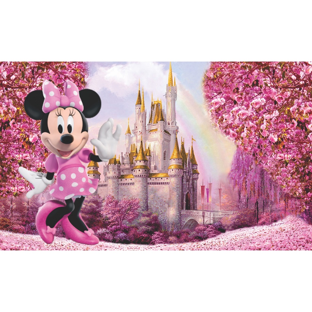 Painel em lona tema Minnie Rosa Castelo | Shopee Brasil