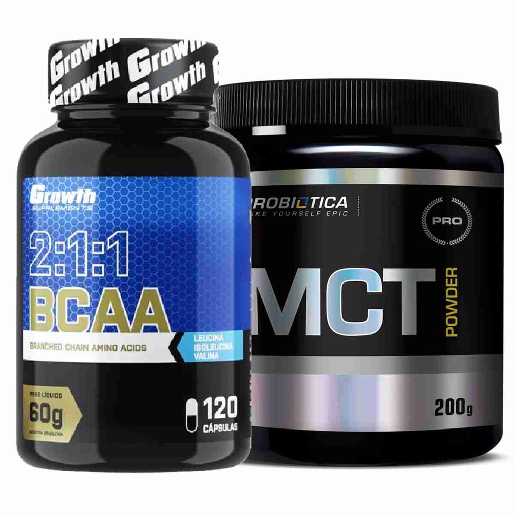 Kit Bcaa 120 Caps Growth + Mct Powder 200g Probiotica | Shopee Brasil