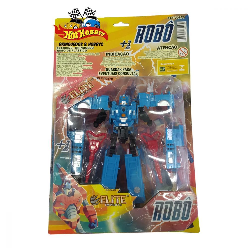 Boneco Transformer Robo Azul com Acessorios Elite Imports | Shopee Brasil