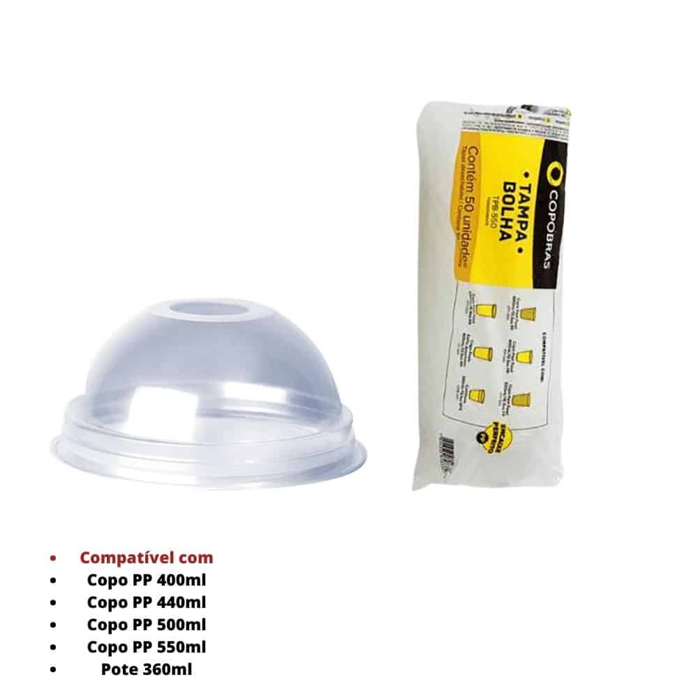 TAMPA BOLHA SEM FURO 550ML COM 50 UNIDADES - COPOBRAS | Shopee Brasil