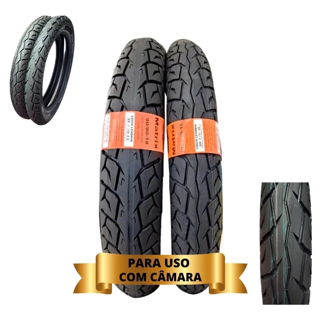 Par Pneu Dianteiro/Traseiro 90/90-18 + 80/100-18 Titan 150 125 Ybr ...