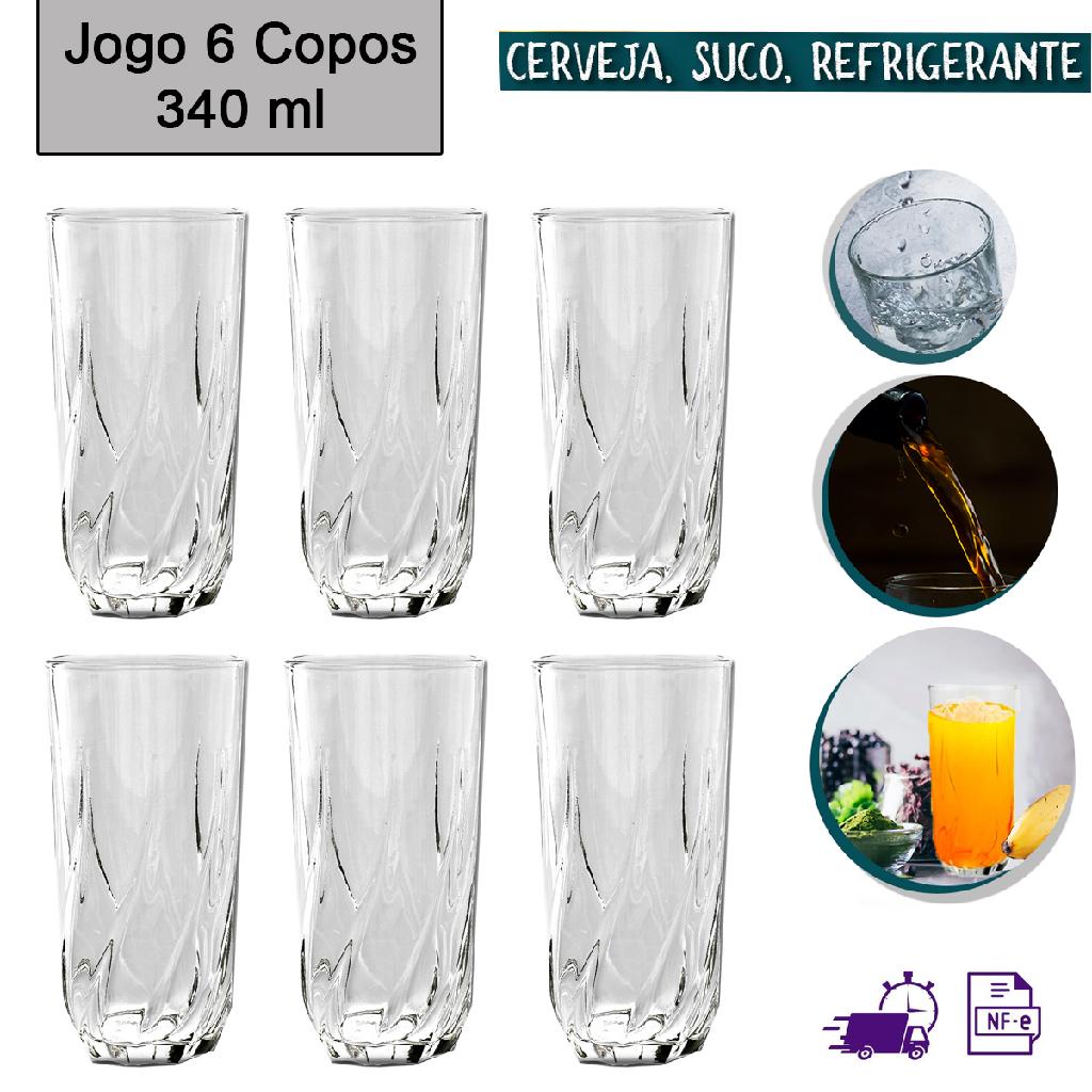 KIT 6 Copos Vidro Modelo Vienna Transparente 340ml | Shopee Brasil