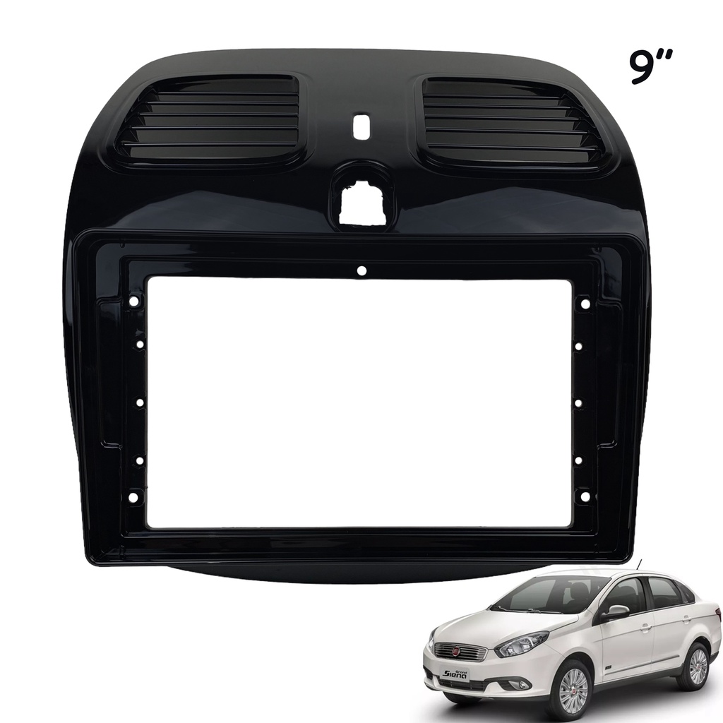 Moldura Painel DVD 2 Din MP5 Central Multimidia 9 Polegadas Fiat Grand Siena Palio Sporting 2012 ...