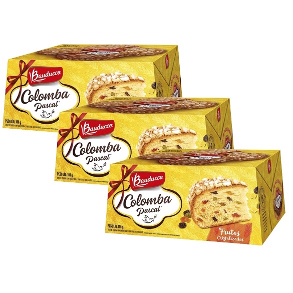 kit 3 Mini Colomba Pascal Frutas Cristalizas Bauducco 100g | Shopee Brasil