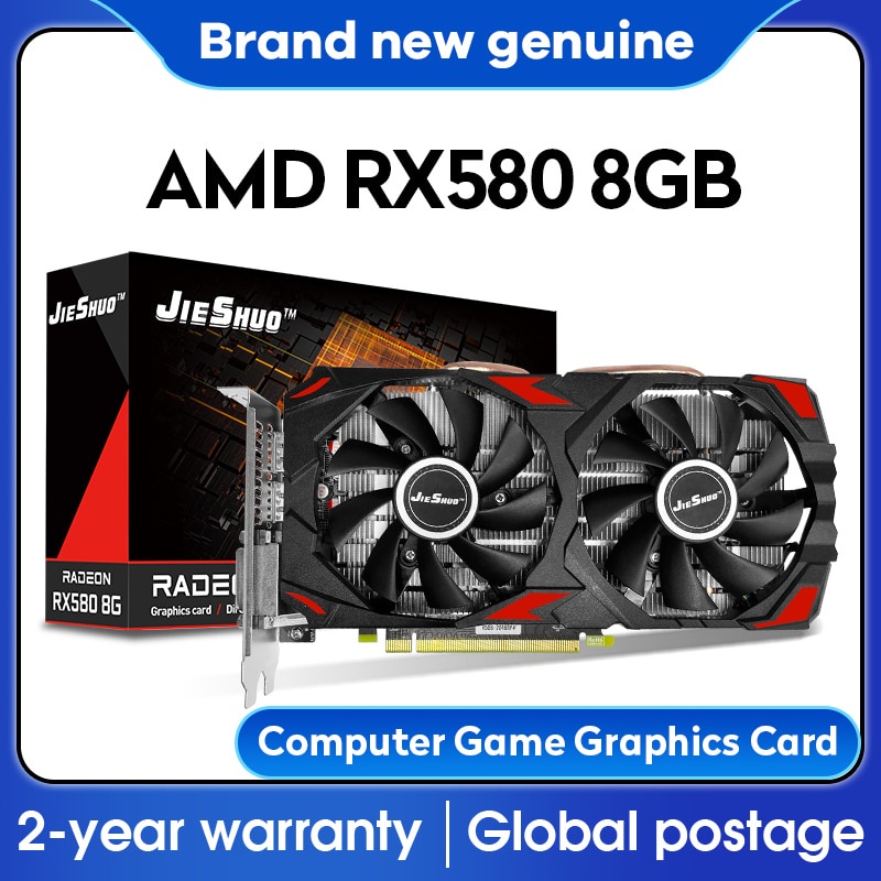 Jieshuo AMD rx 580 8g Placas Gráficas Para Cartão De Vídeo gddr5 gpu ...