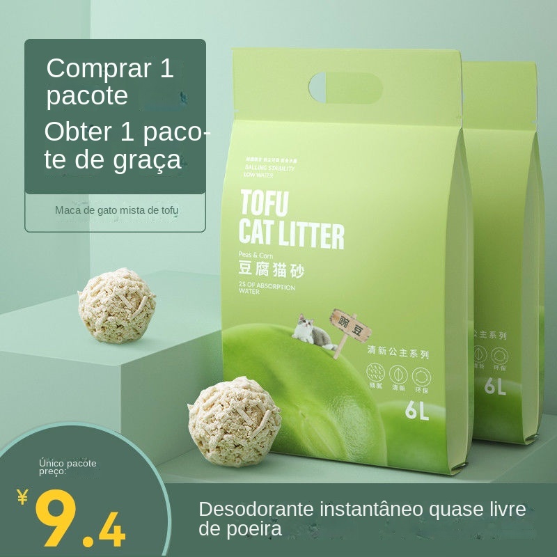Tofu areia de gato desodorizante, massa de gato sem poeira, areia de ...