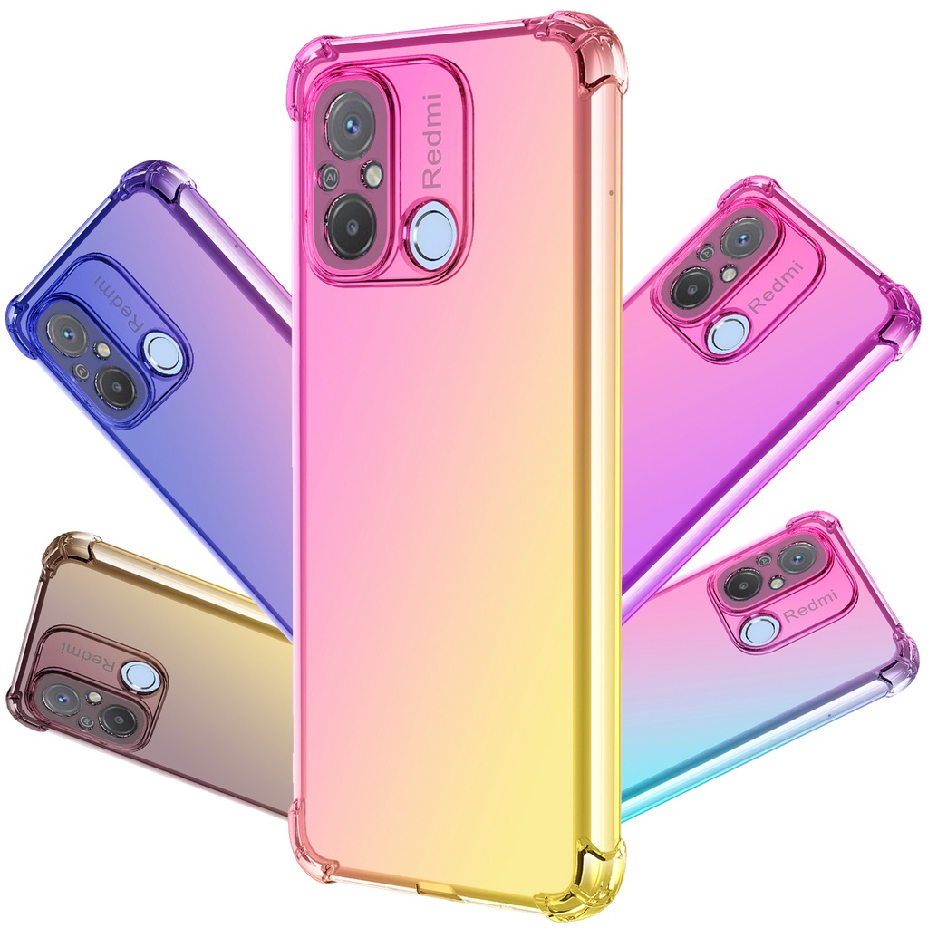 Para Xiaomi Redmi 12C/10A/10C/10X Pro/10 2022 4G 5G , Hybrid Cute Gradient Translucent Silicone ...
