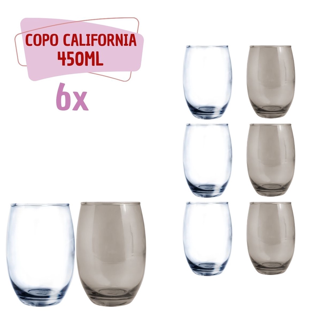 3 Copos Transp + 3 Copos Cinza California Redondo 450ml | Shopee Brasil