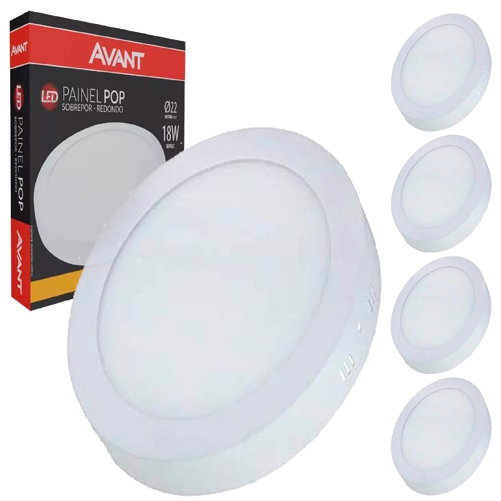 5 Unid Painel Led Pop Sobrepor 18w Amarelo 3000k Redondo | Shopee Brasil