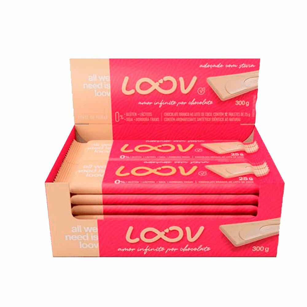 Chocolate Branco ao Leite de Coco Loov Chocolife (cx c/12 un de 25g ...