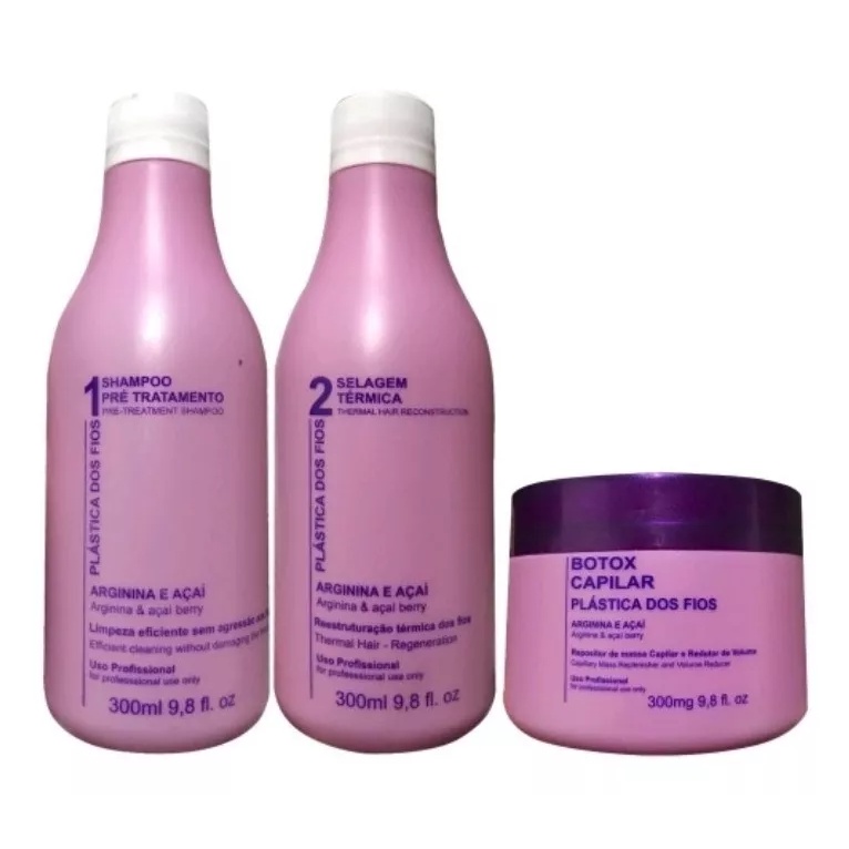Kit Botox Capilar Plástica Dos Fios Selagem Progressiva Redutor 300ml ...
