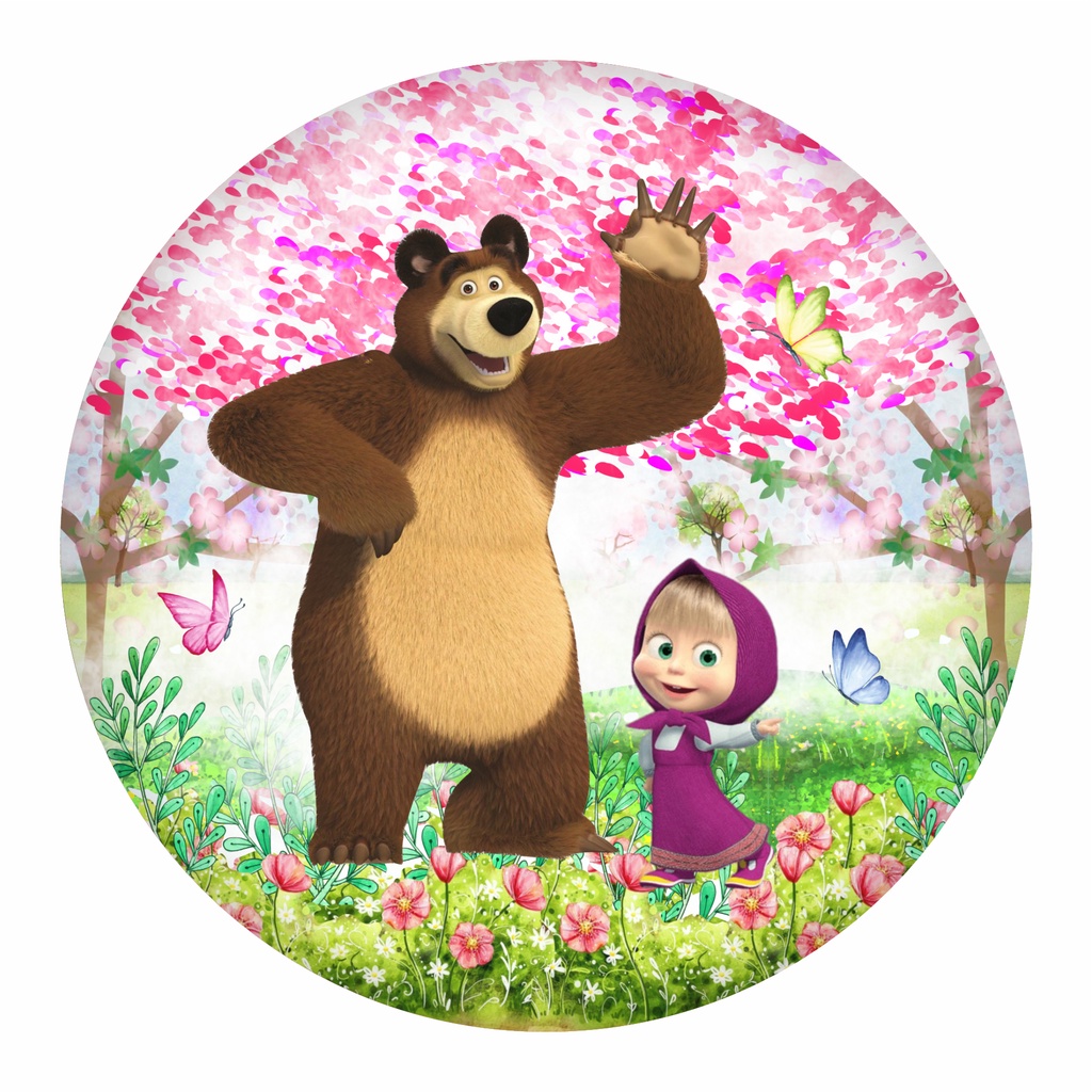 Painel Festa Redondo Sublimado 3d Tecido C/elástico 1,5 Diam Masha e o Urso | Shopee Brasil