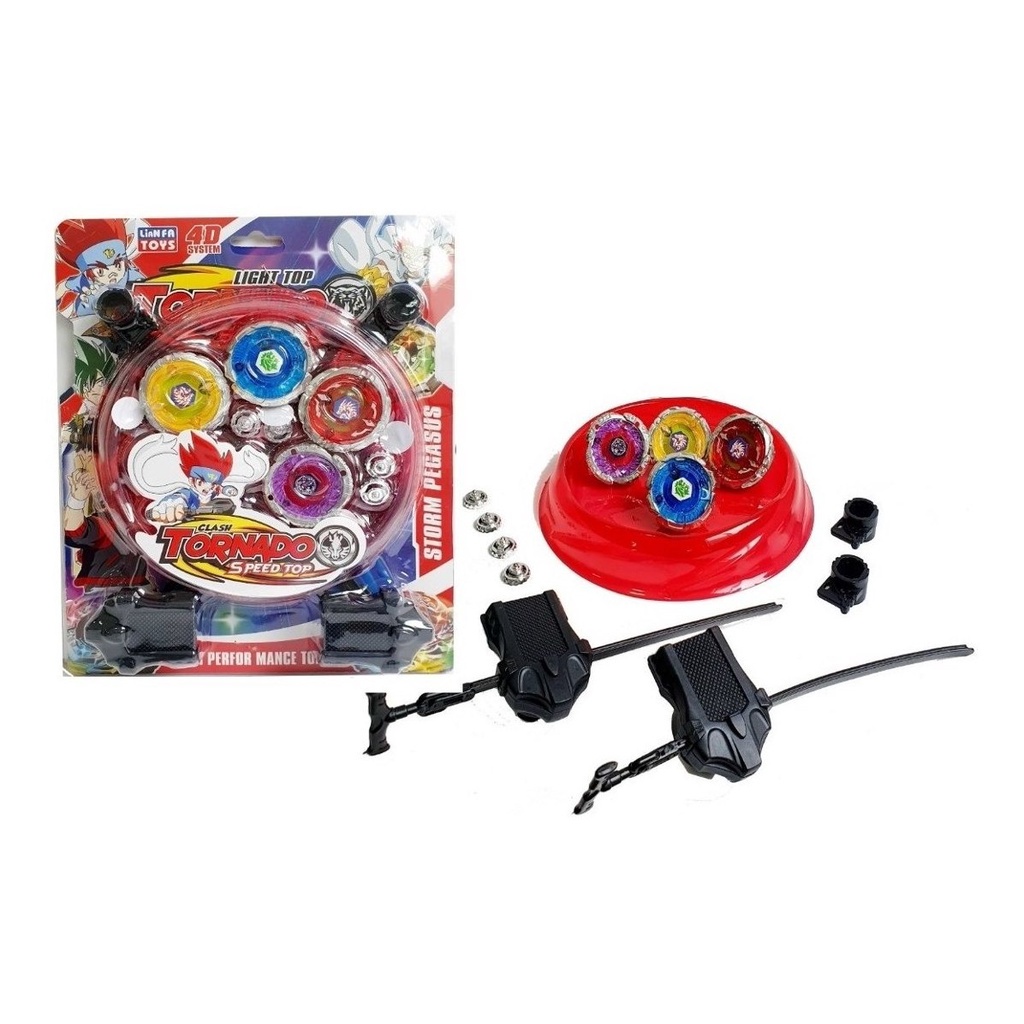 Kit 4 Beyblade Metal Blay Blade Metal Tornado Led Super Pegasus ...