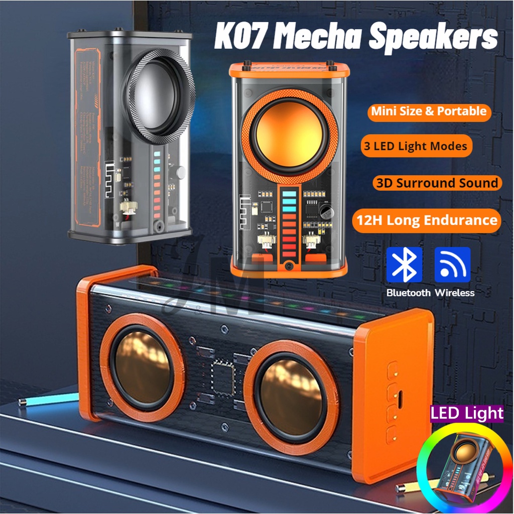 K07 Alto-Falantes De Música Sem Fio Cyberpunk Mecha TWS Transparente ...