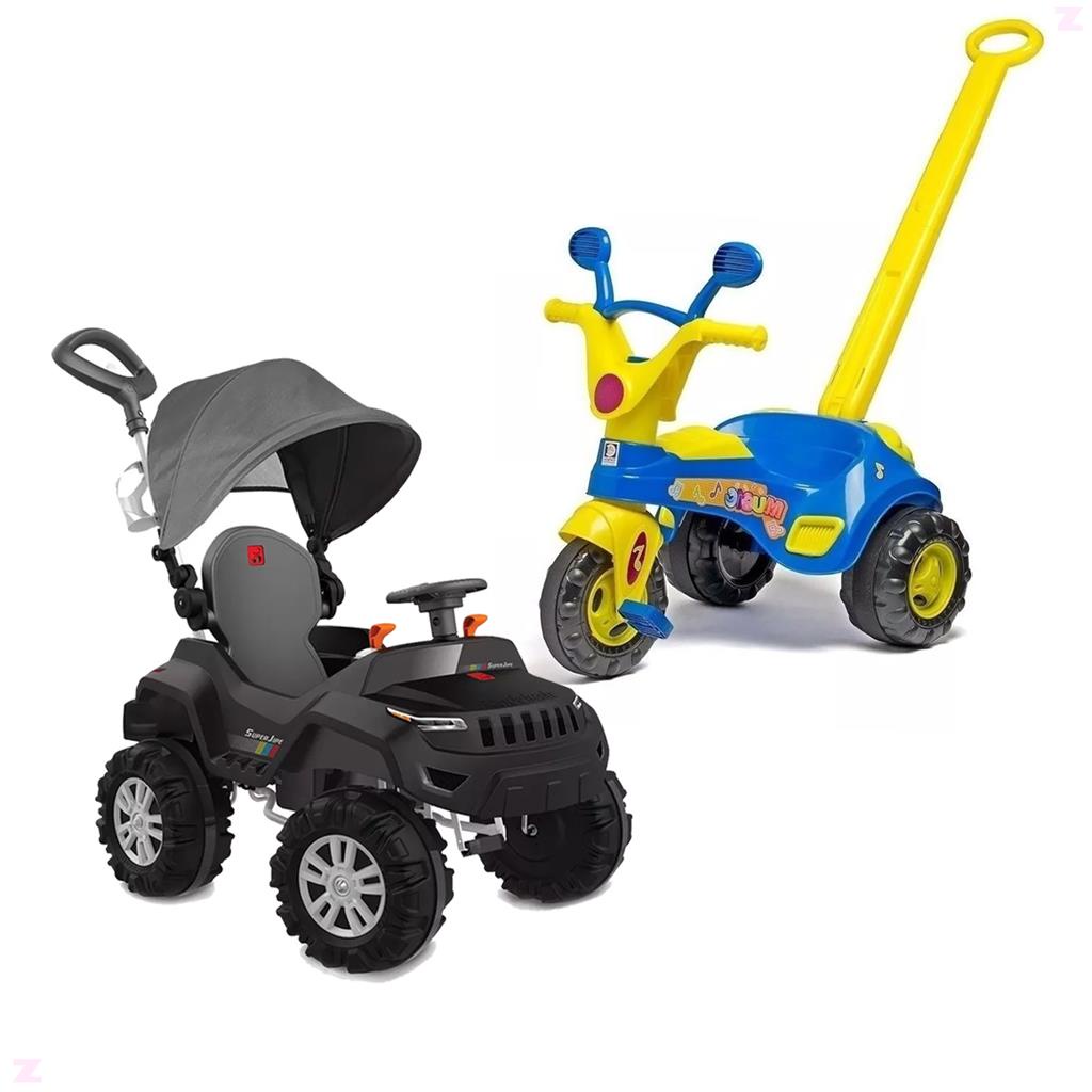 Kit Triciclo Velotrol Infantil Blue Music +Motoca Blue Music | Shopee ...